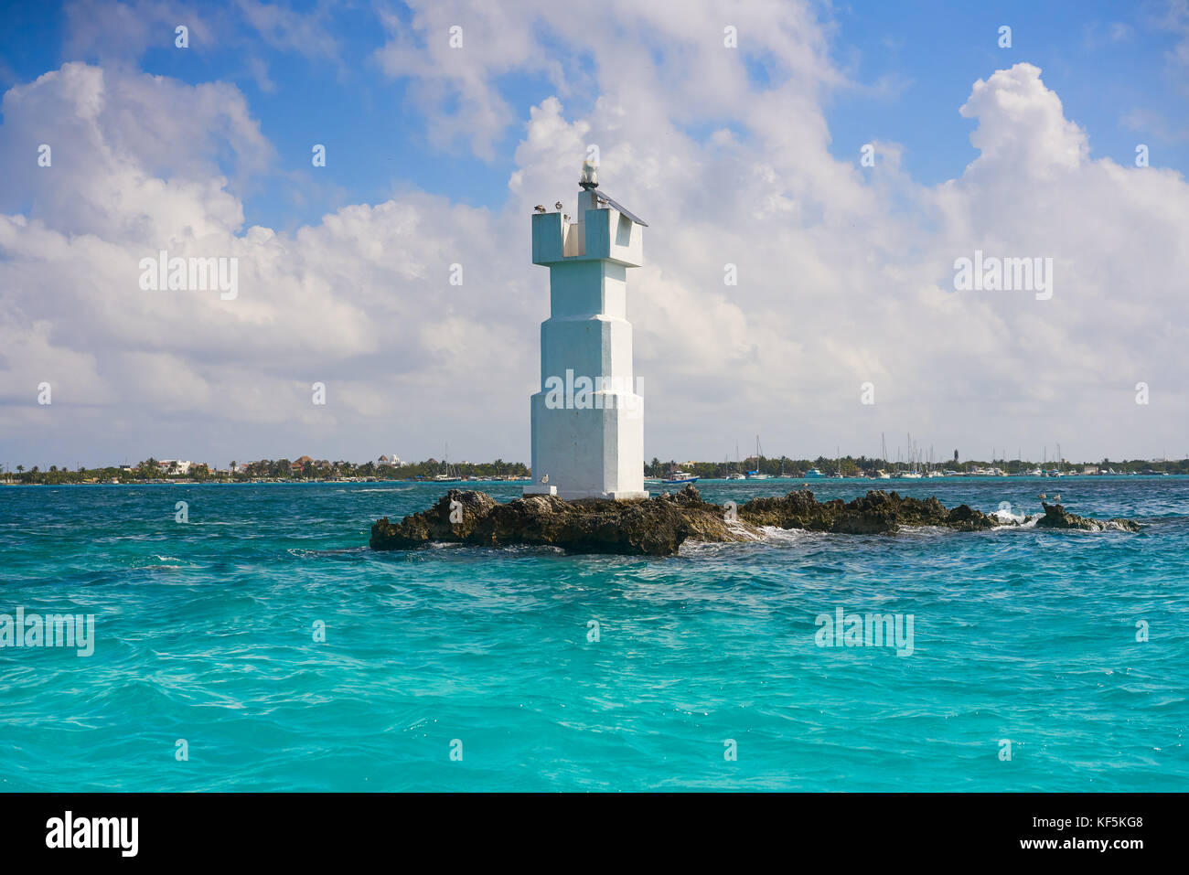 Isla Mujeres lighthouse El Farito a snorkel point in Riviera Maya of ...