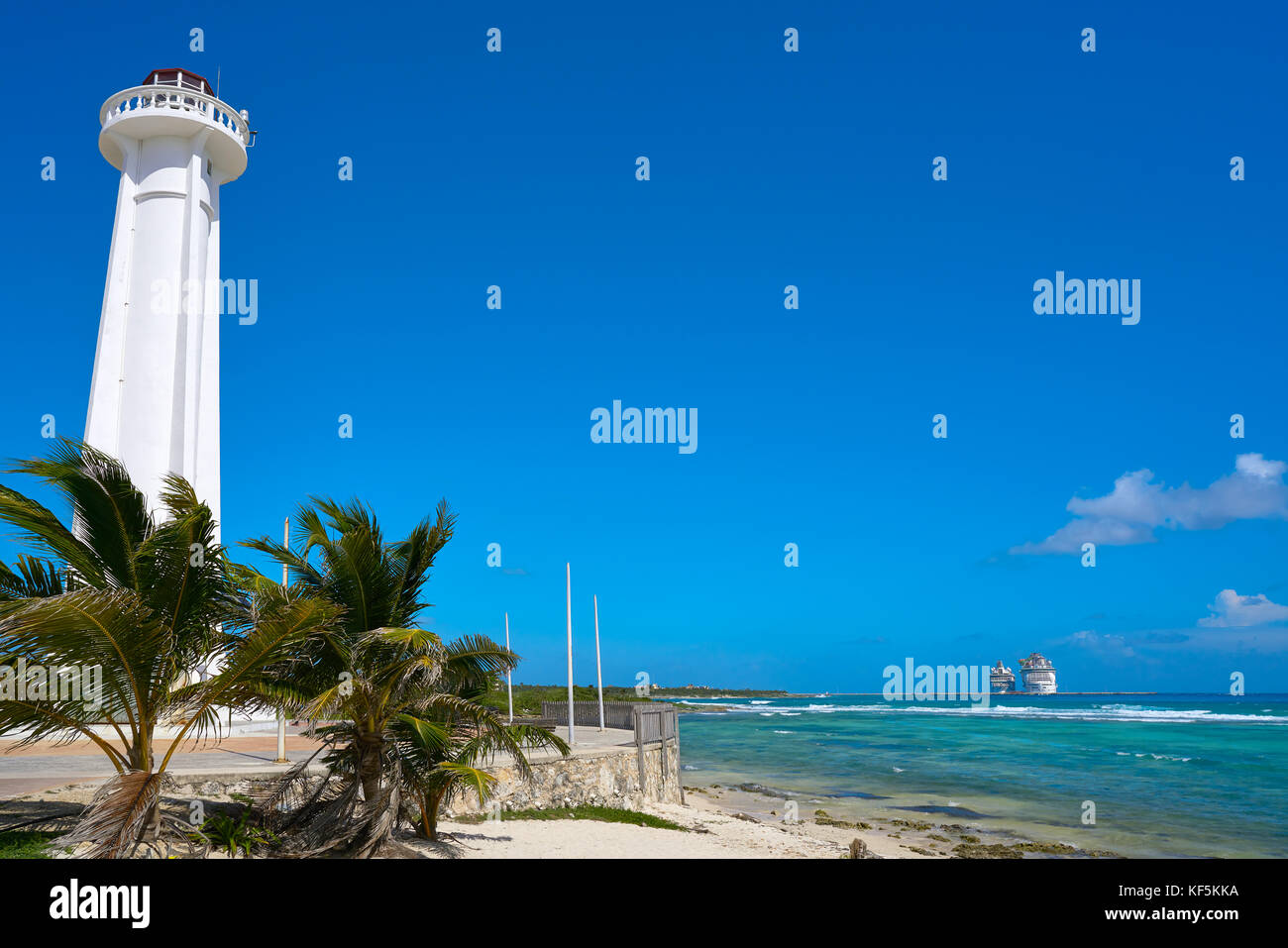 Mahahual lighthouse in Costa Maya of Mayan Mexico Stock Photo - Alamy