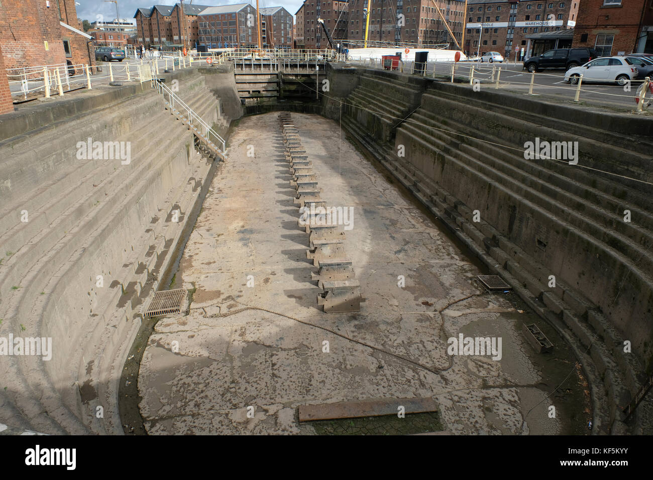 Neilsen's boatyard and dry dock at Gloucester Docks in southern England ...