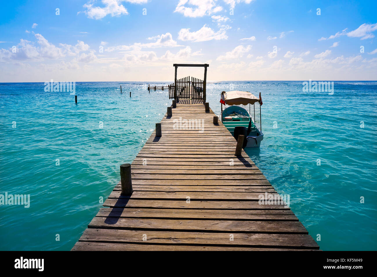 Mahahual Caribbean beach pier in Costa Maya of Mayan Mexico Stock Photo ...