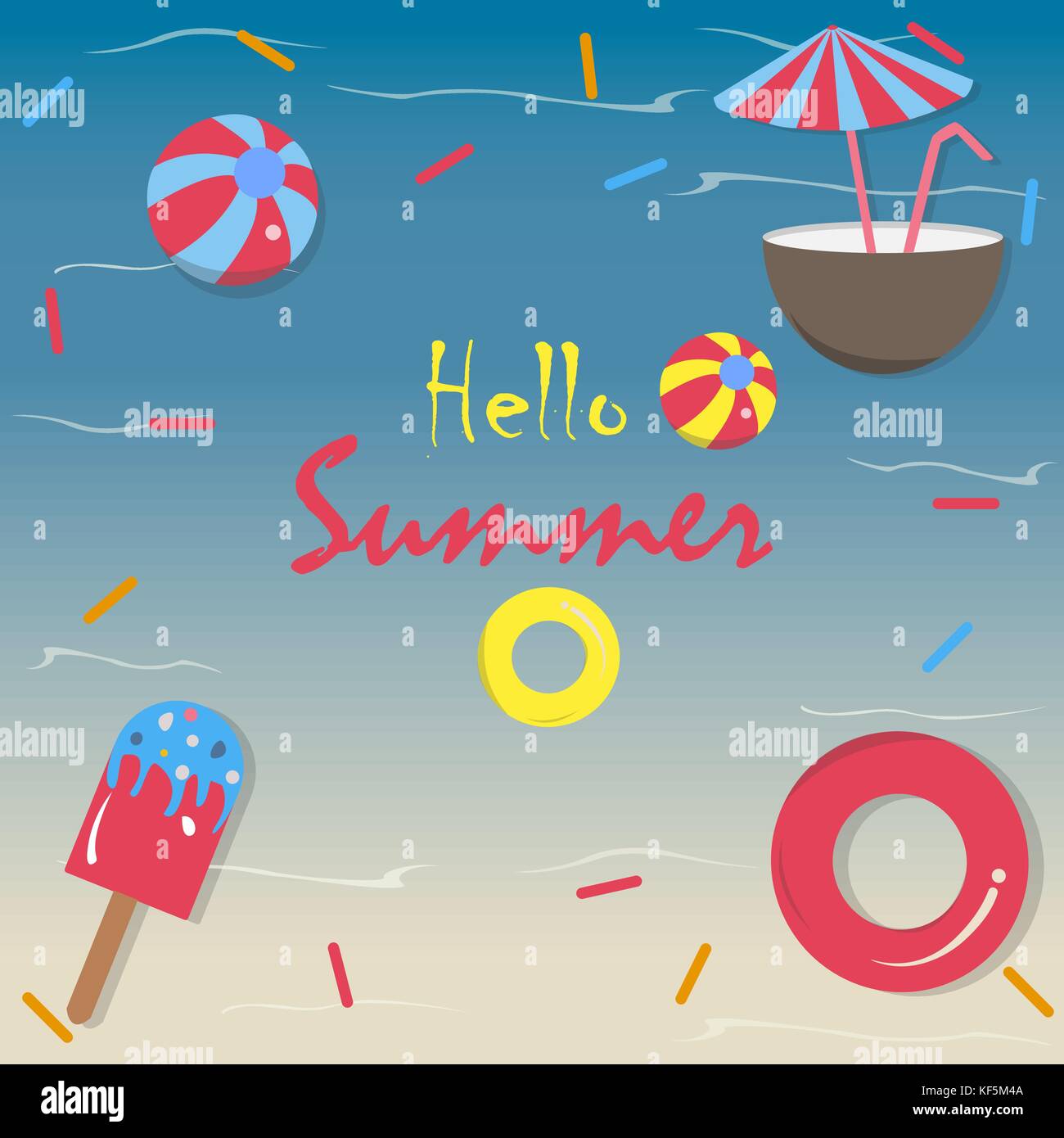Hello Summer Vector Illustration. Summer banner vector illustration ...