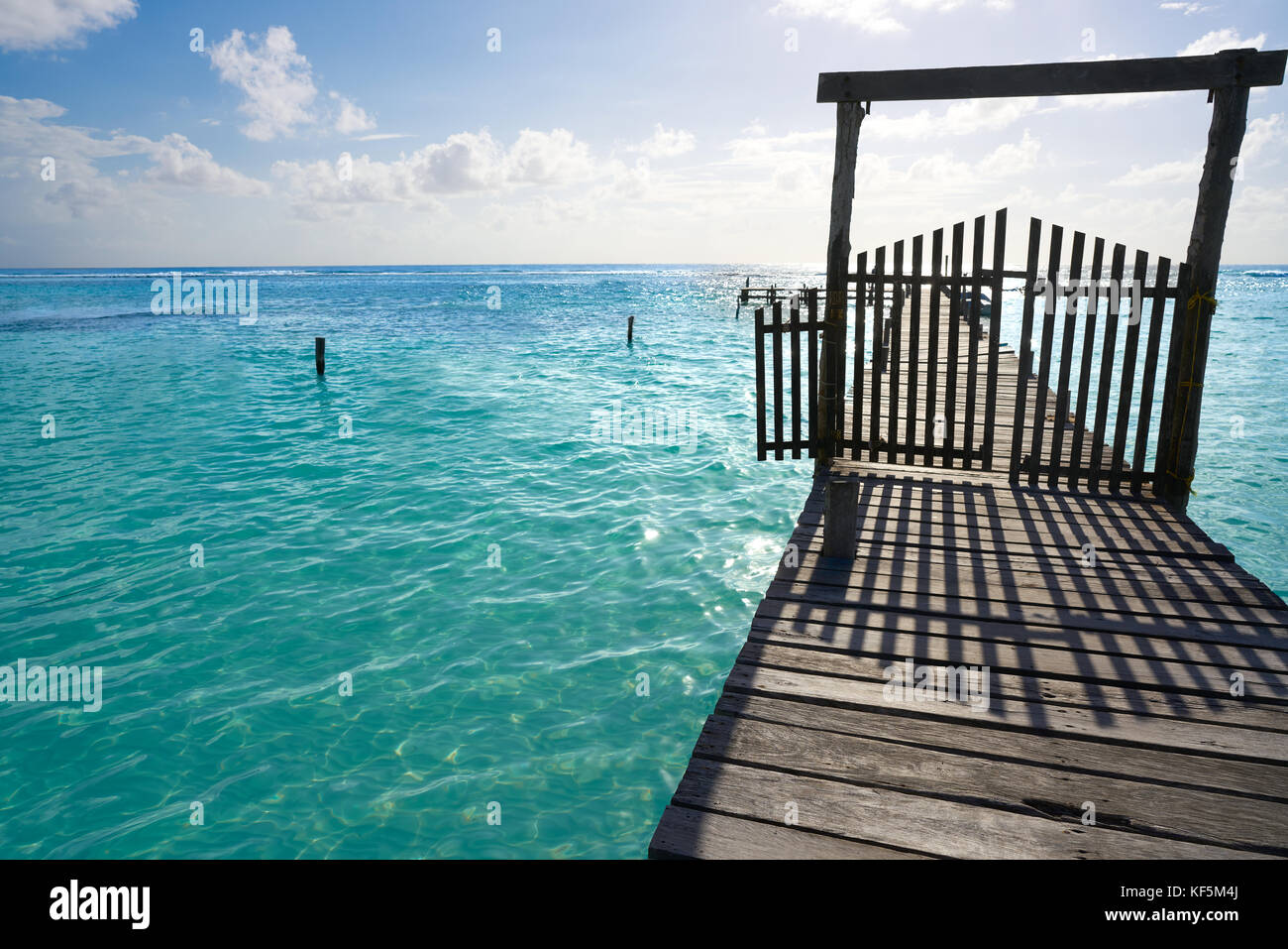 Mahahual Caribbean beach pier in Costa Maya of Mayan Mexico Stock Photo ...