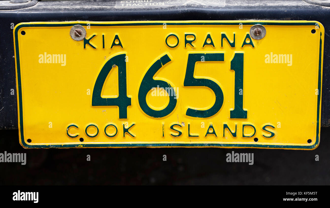 License plates Kia Orana, Welcome, Cook Islands Stock Photo - Alamy