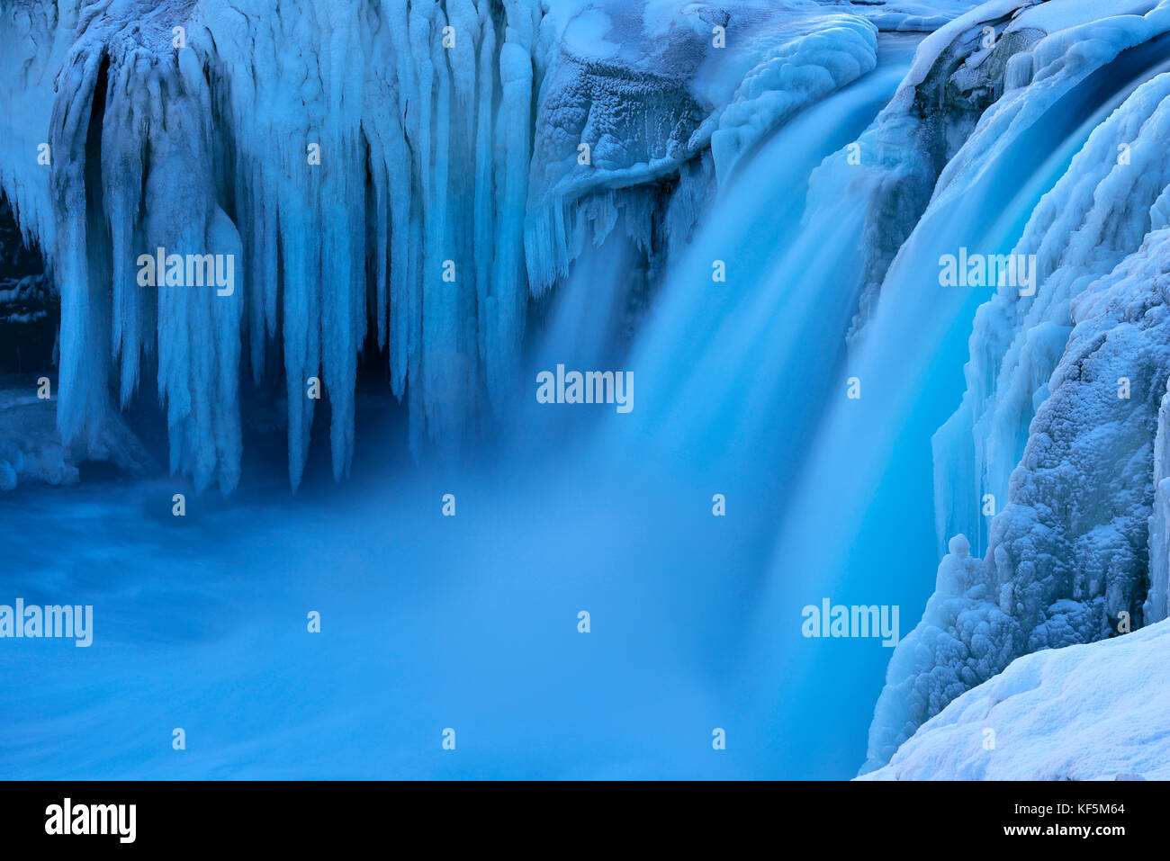 Ice waterfall in winter, Godafoss, Norðurland vestra, Northern Island ...