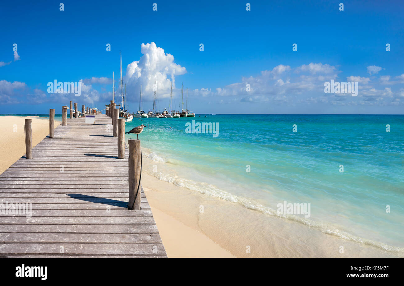 Riviera Maya Maroma Caribbean beach marina pier in Mayan Mexico Stock ...