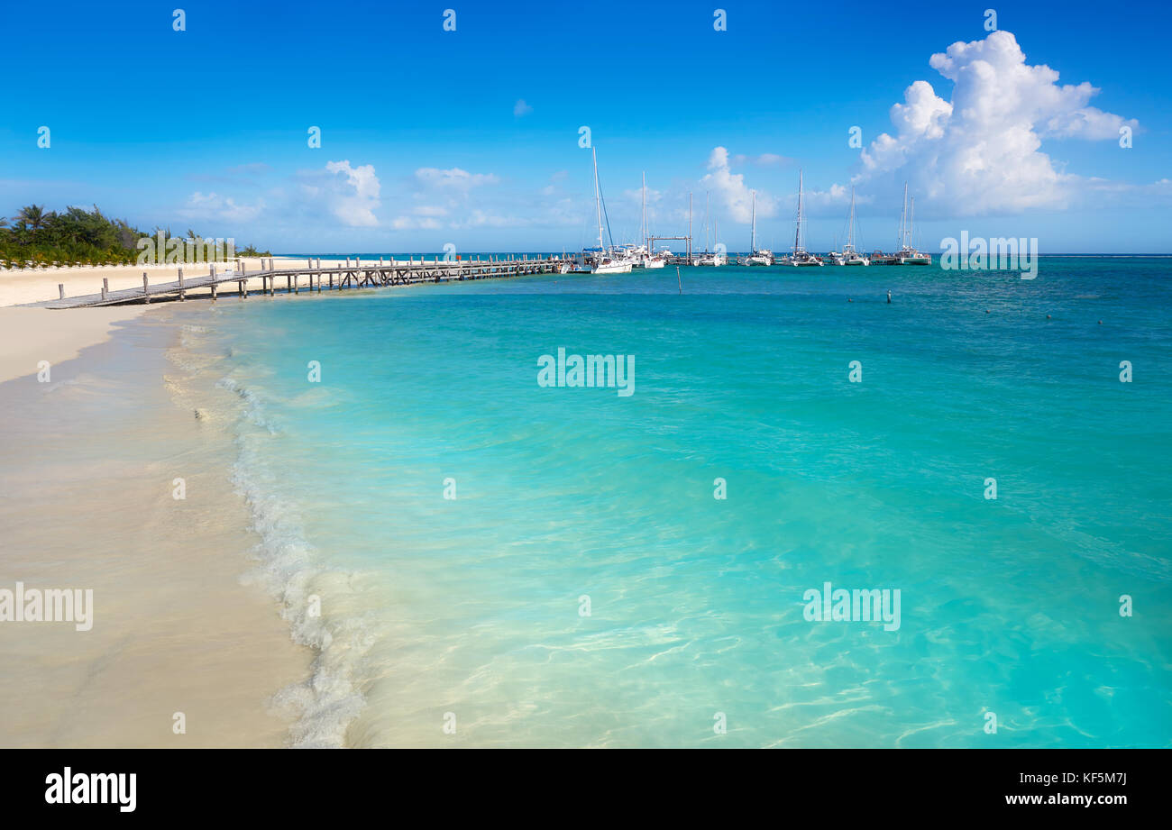 Riviera Maya Maroma Caribbean beach marina pier in Mayan Mexico Stock ...