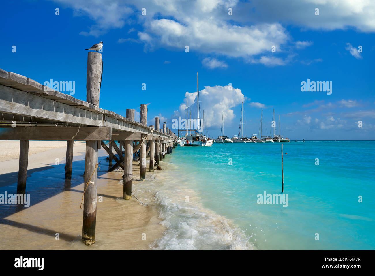 Riviera Maya Maroma Caribbean beach marina pier in Mayan Mexico Stock ...
