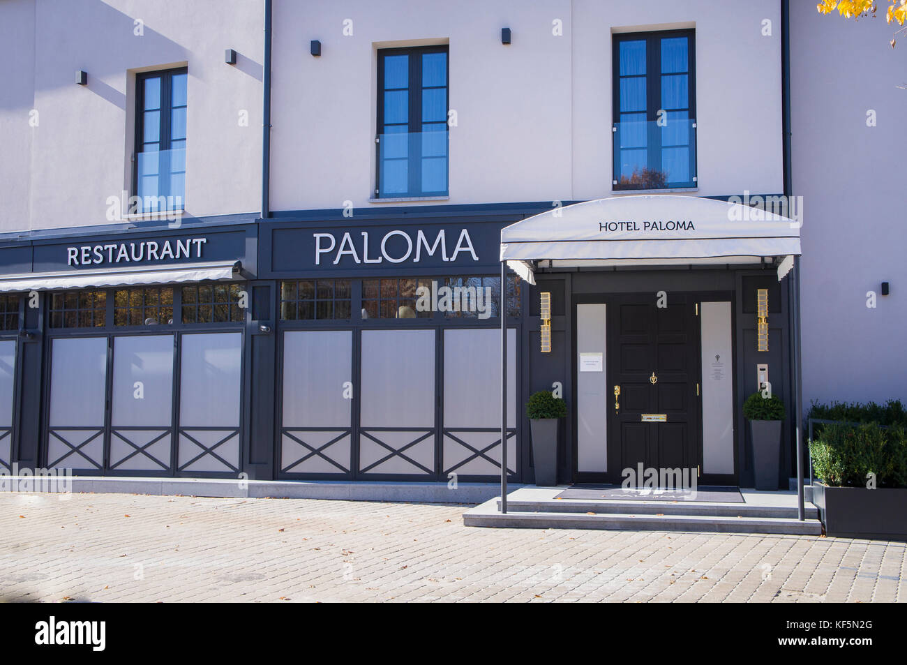 Pruhonice, Paloma Hotel Restaurant, Kvetnove Square Stock Photo - Alamy