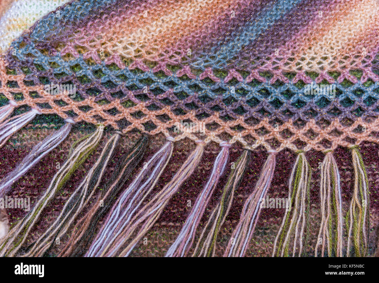 background thread for knitting. Knitting pattern of colorful yarn wool ...