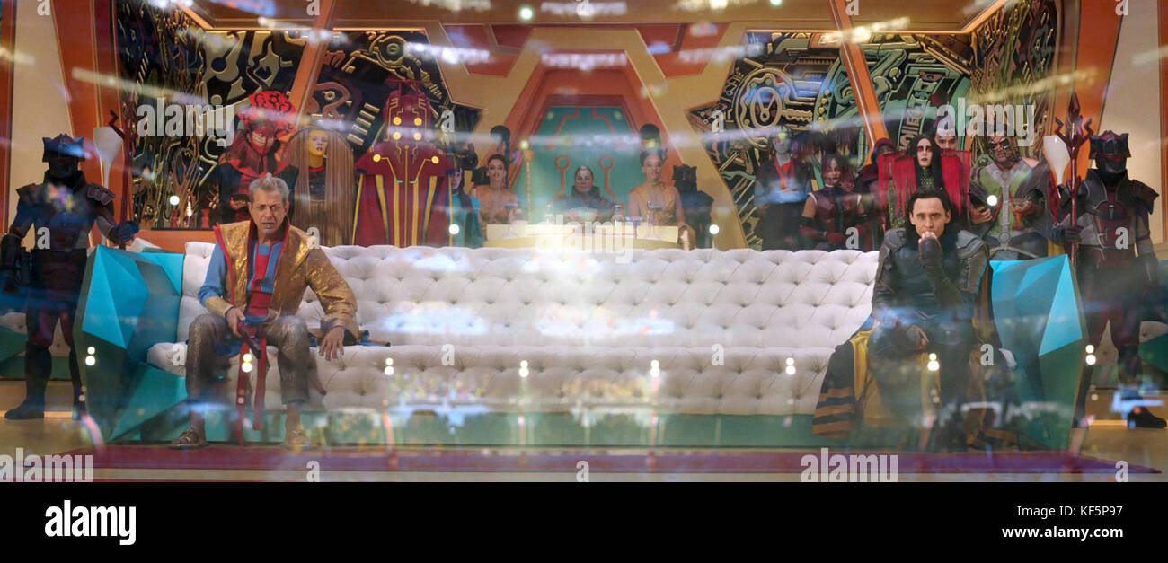 THOR: RAGNAROK, seated l-r: Jeff Goldblum as Grandmaster, Tom ...