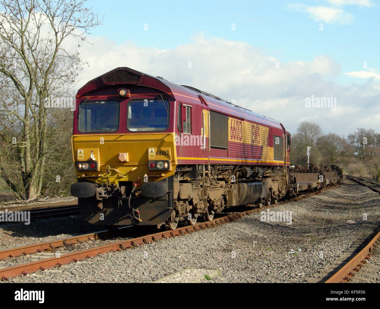 Class 66 locomotive on a freight train at Hatton, Warwickshire, England ...