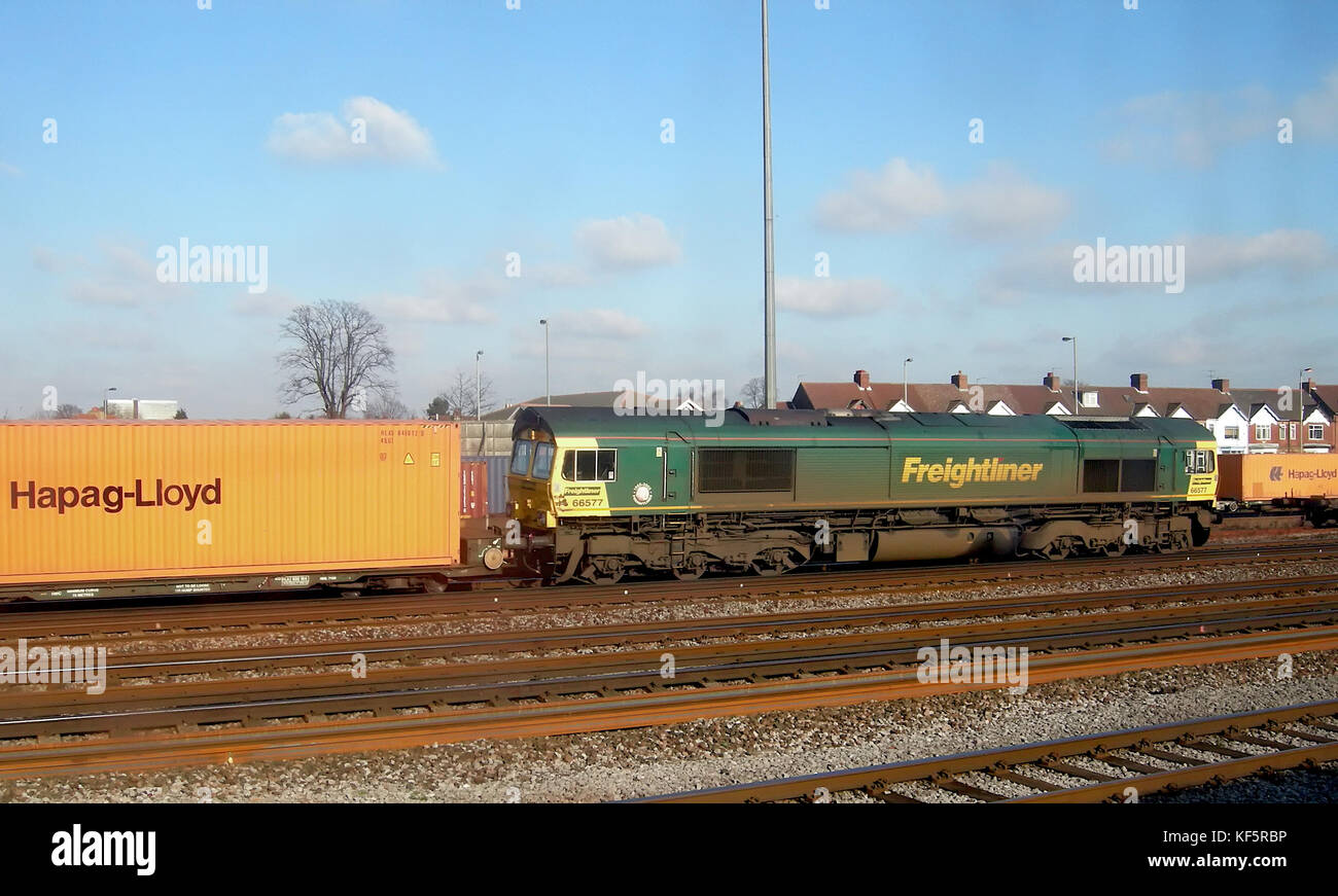 Class 66 locomotive on a container train at Southampton Stock Photo - Alamy