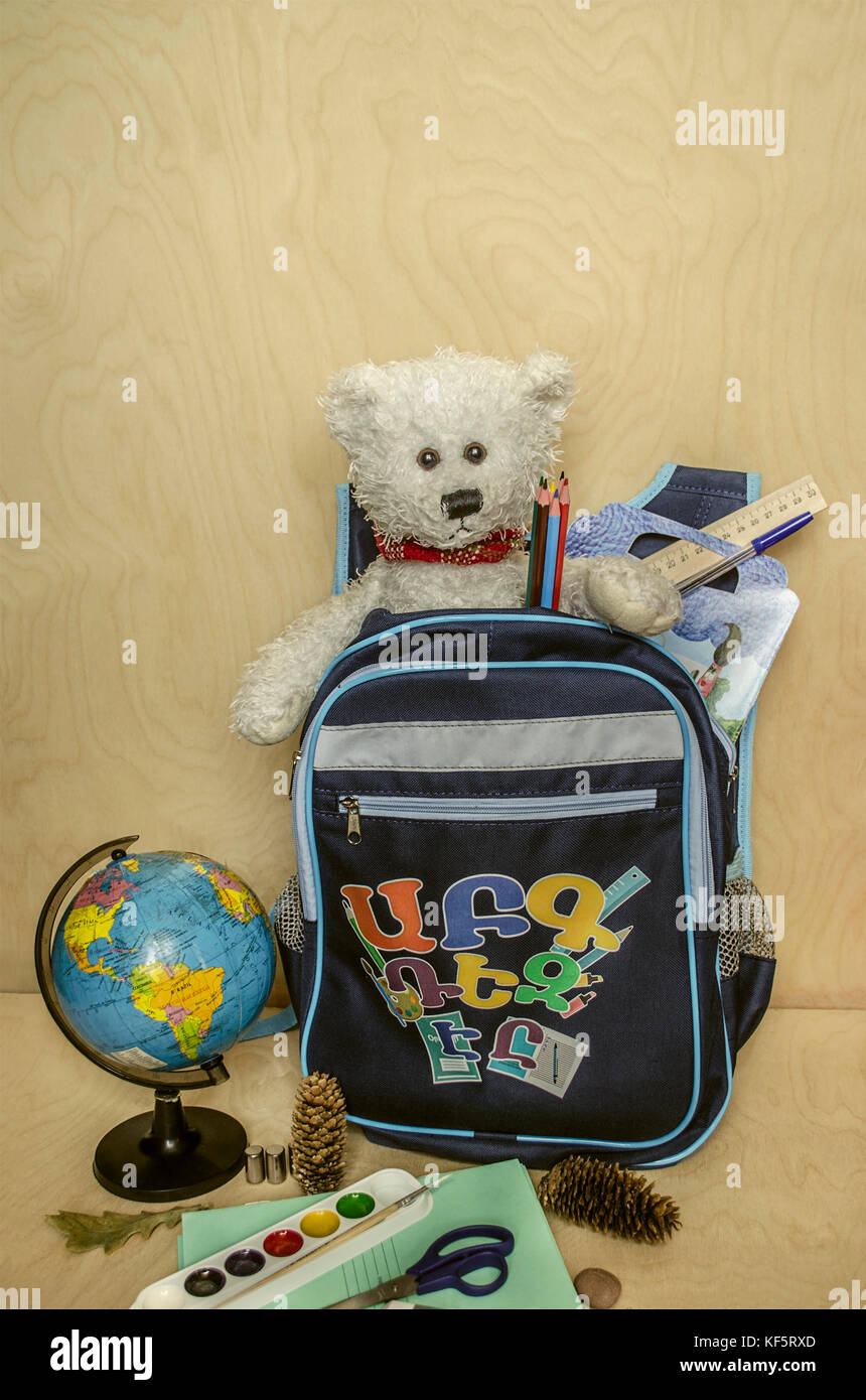 Backpack a first-grader to school with a favorite white bear Stock ...