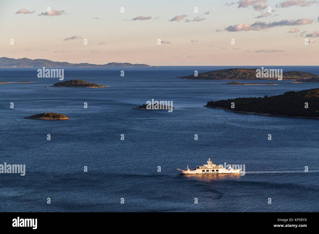 Watching the local car ferry return to the Peljesac Peninsula from ...