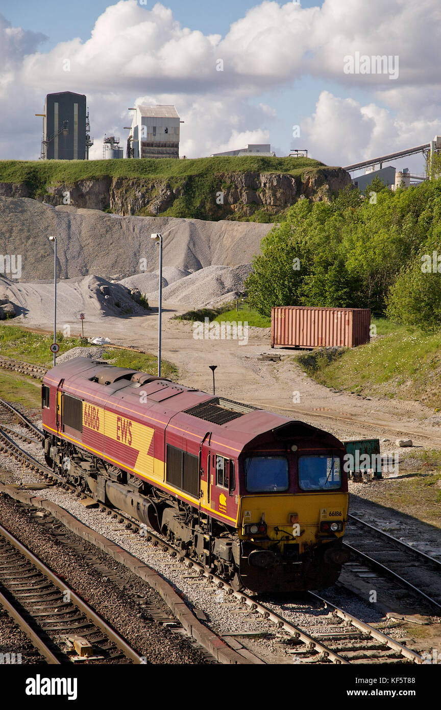 Class 66 locomotive at Peak Forest, Derbyshire, England Stock Photo - Alamy