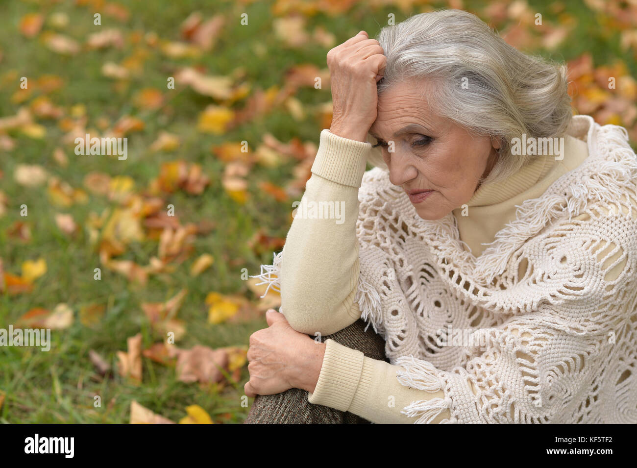 sad senior beautiful woman Stock Photo - Alamy