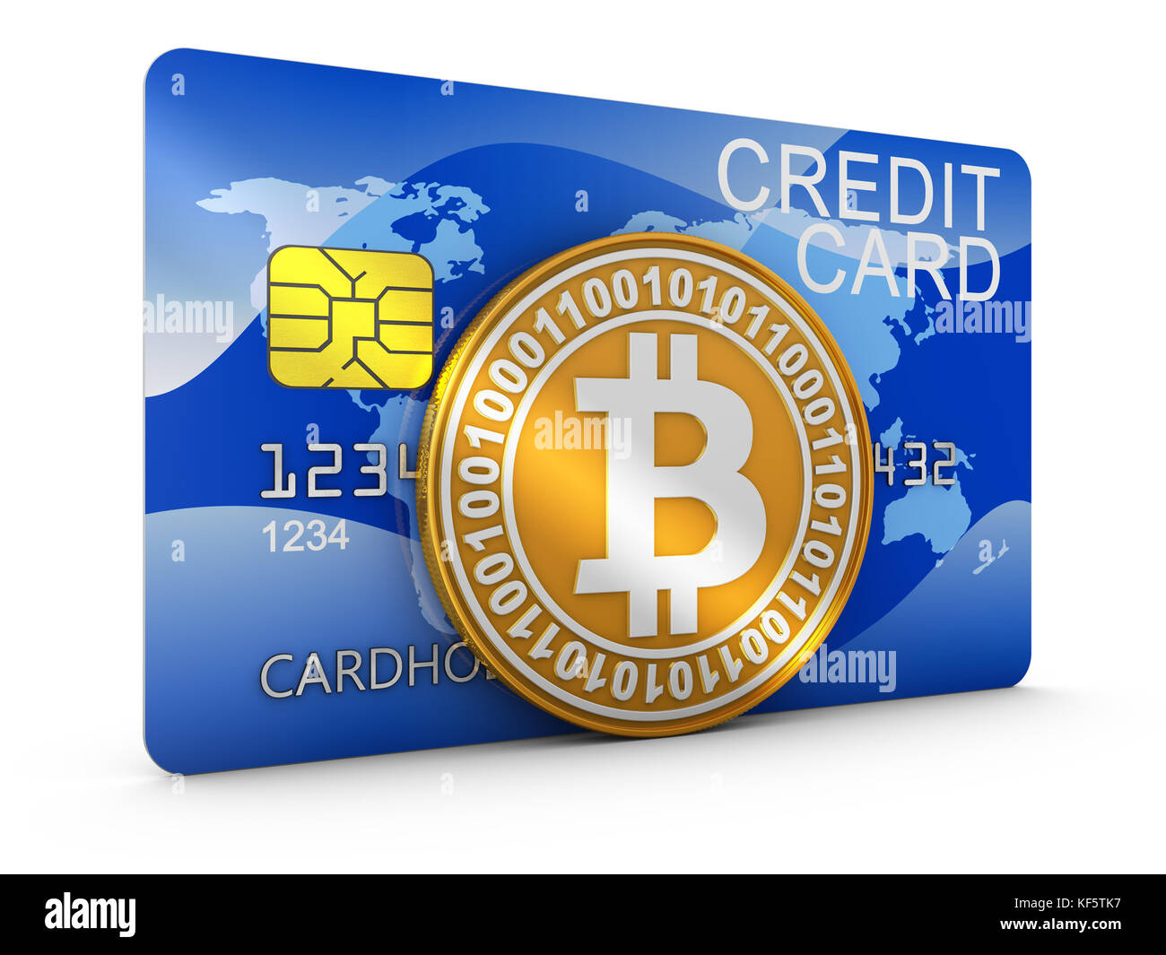 Credit card and the bitcoin coin. 3d rendering Stock Photo - Alamy