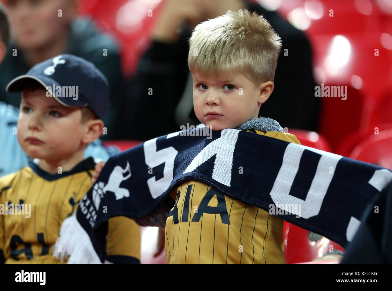Young Tottenham Hotspur' fans show their support during the Carabao Cup ...