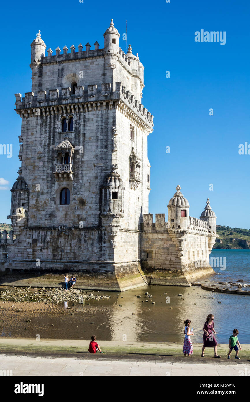 Lisbon Portugal,Belem,Tagus River water,waterfront,landmark,Torre de ...