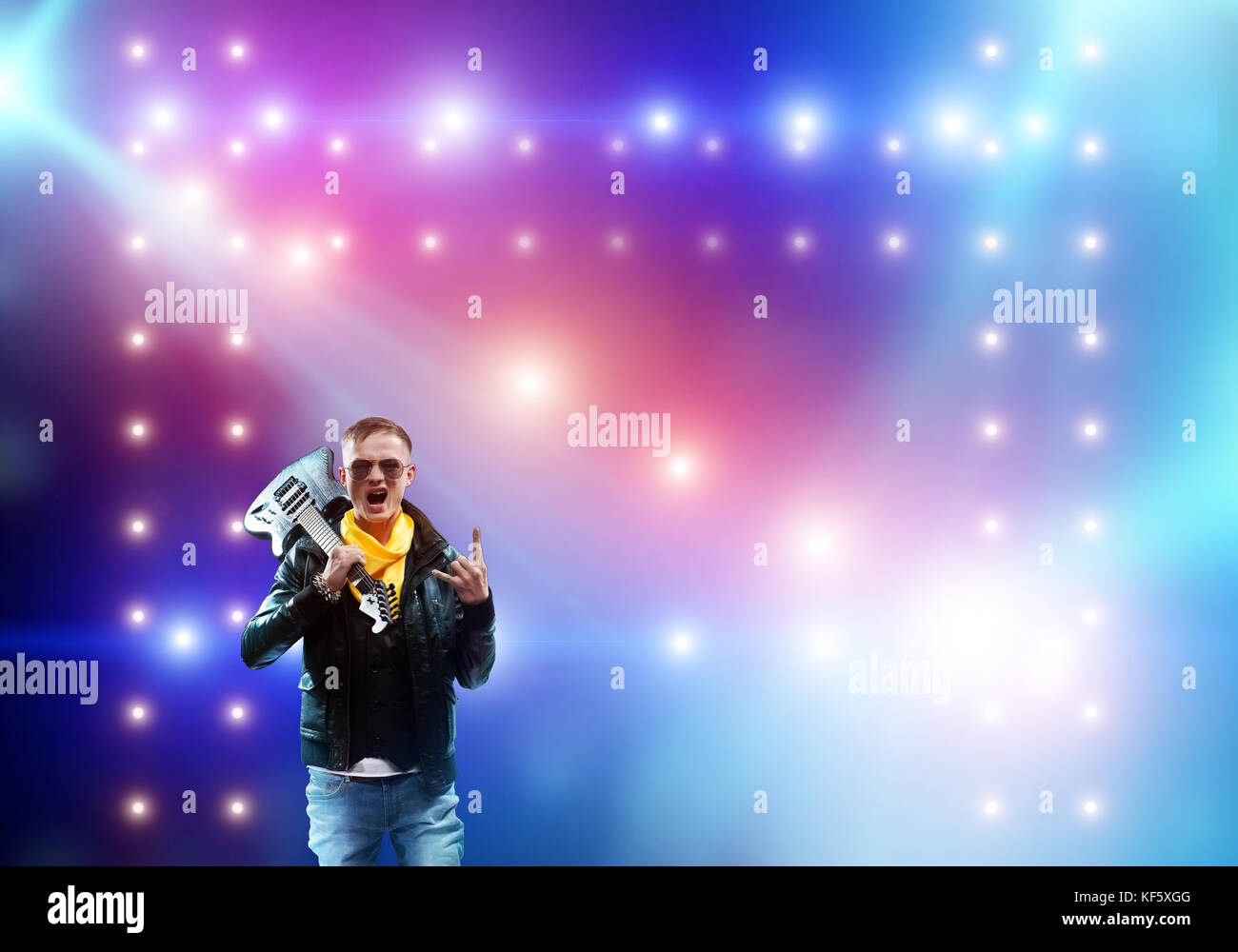 Rock star on stage Stock Photo - Alamy