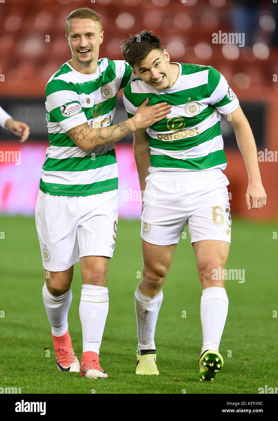 Celtic’s Leigh Griffiths (left) and Kieran Tierney celebrate victory ...