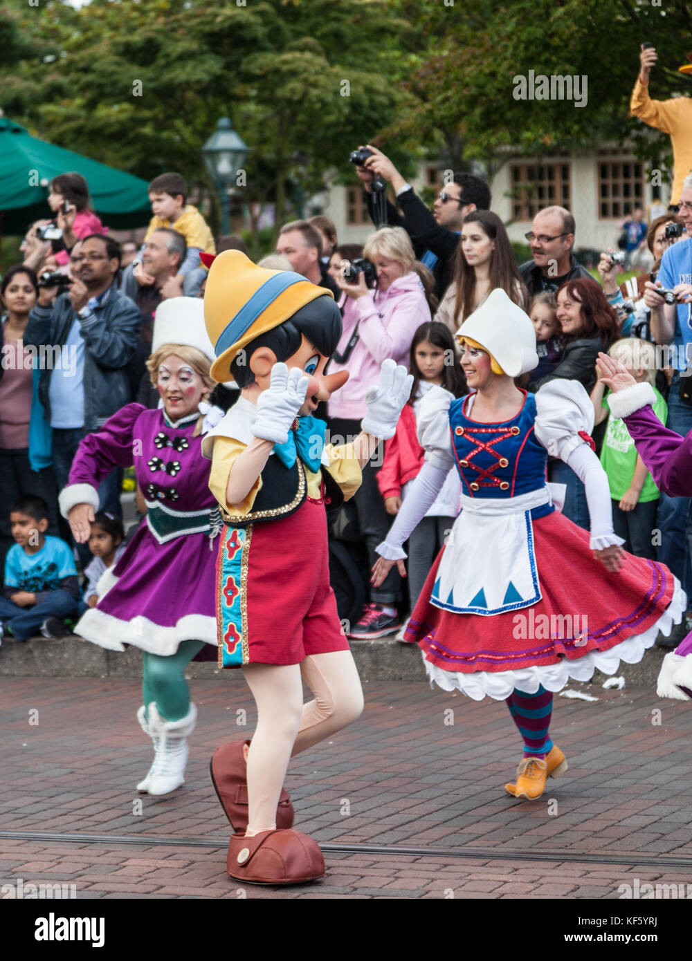 Paris,France- July 15th 2012: Pinocchio and other characters dancing in ...