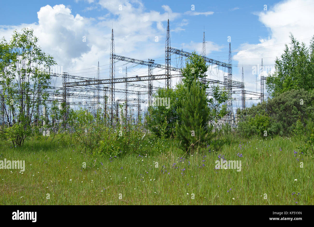 RUSSIA, PERM - JUNE 12, 2015: Electrical substation on thermal power ...