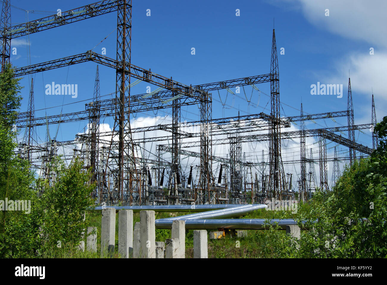 RUSSIA, PERM - JUNE 12, 2015: Electrical substation on thermal power ...