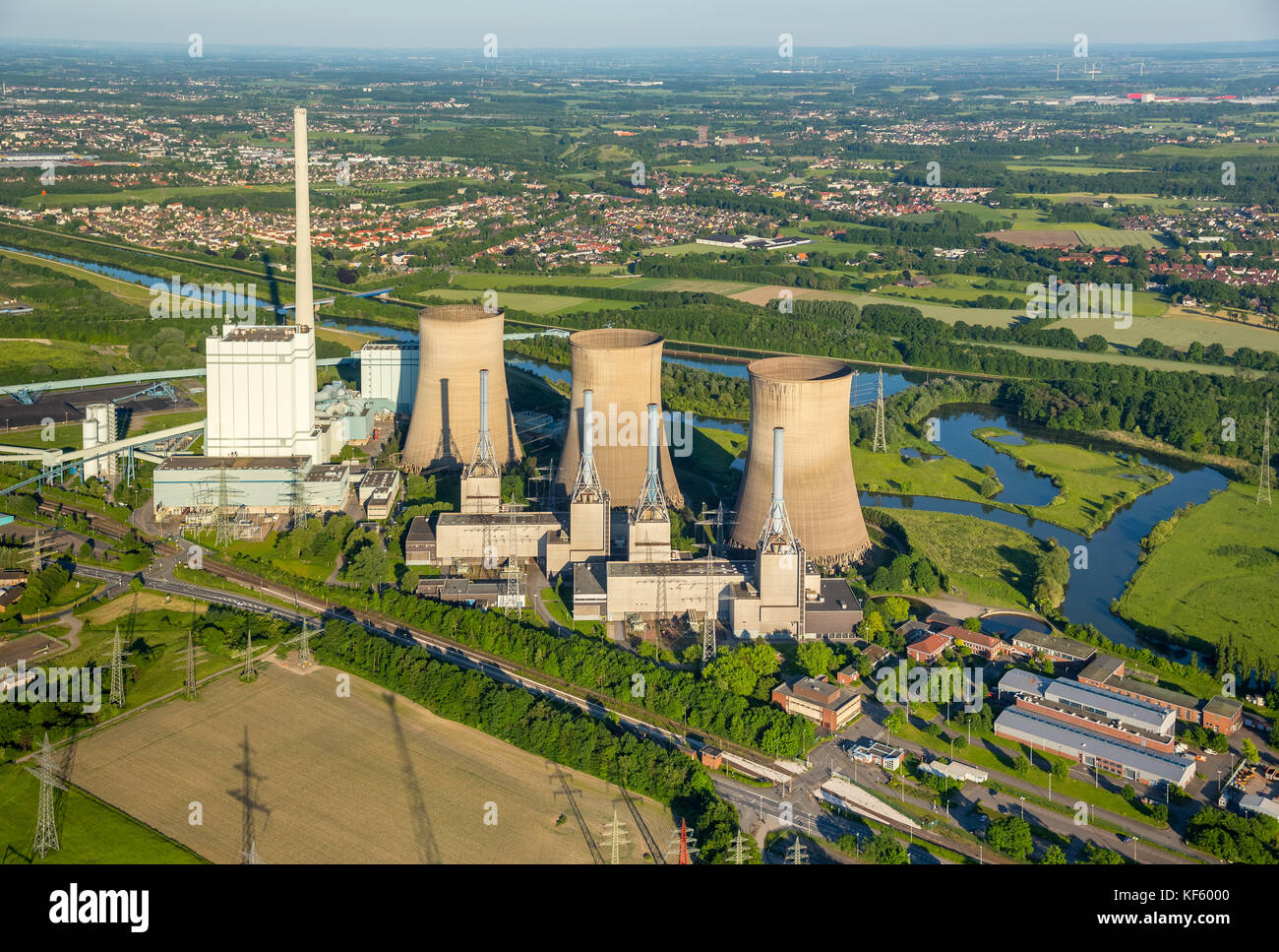 Germany, Europe, coal-fired power station, cooling tower, aerial photo ...