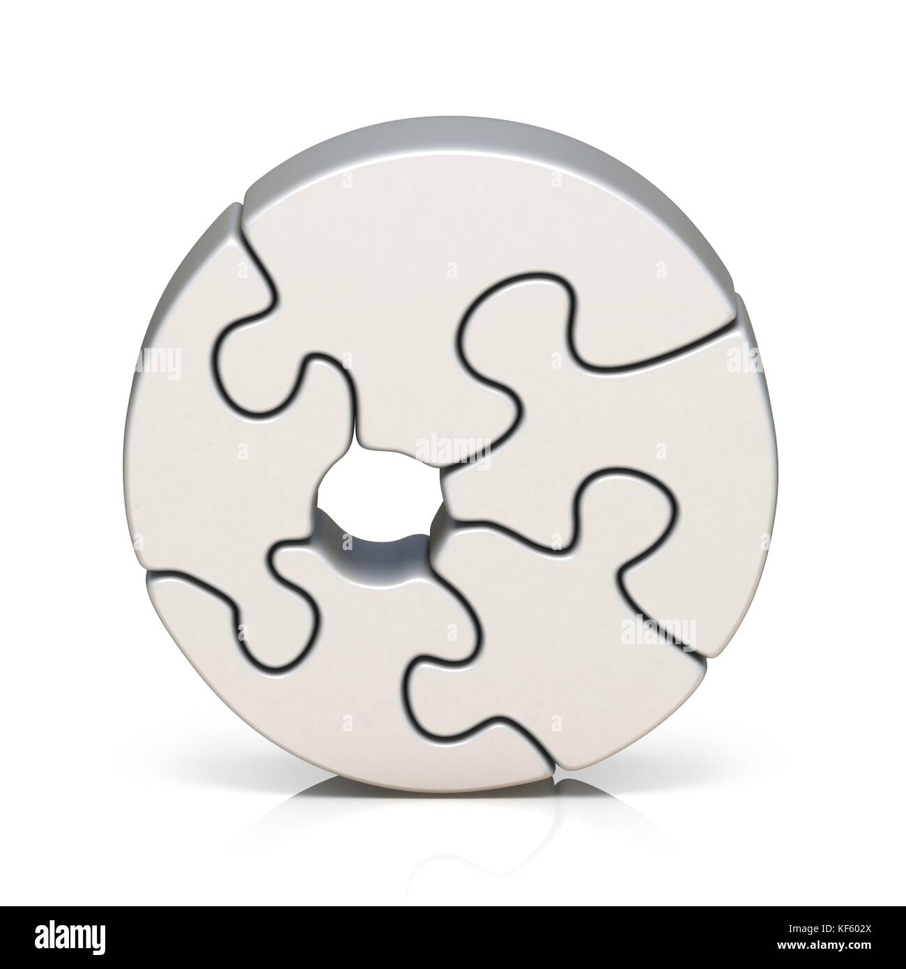 White puzzle jigsaw number ZERO 0 3D render illustration isolated on ...