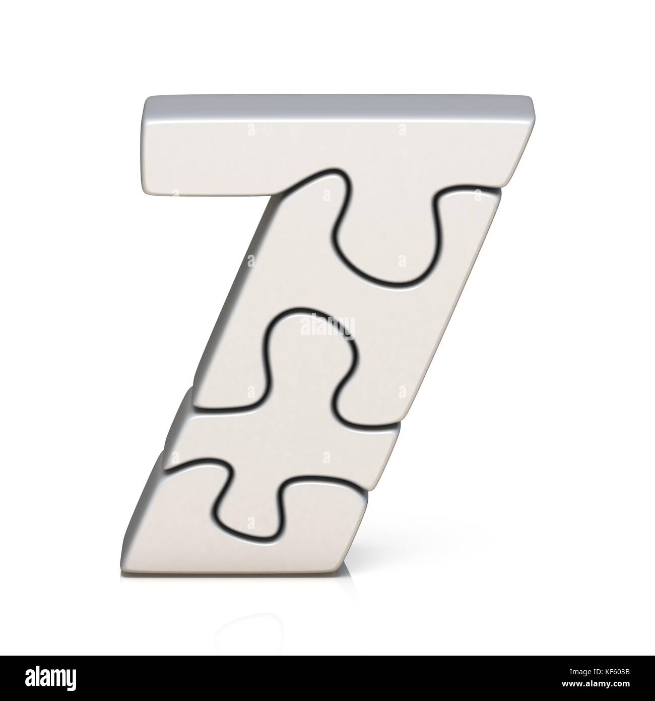 White puzzle jigsaw number SEVEN 7 3D render illustration isolated on ...