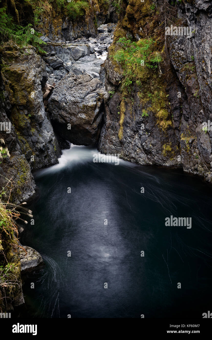 Beautiful nature scenery of a rock blocking the river channel at ...