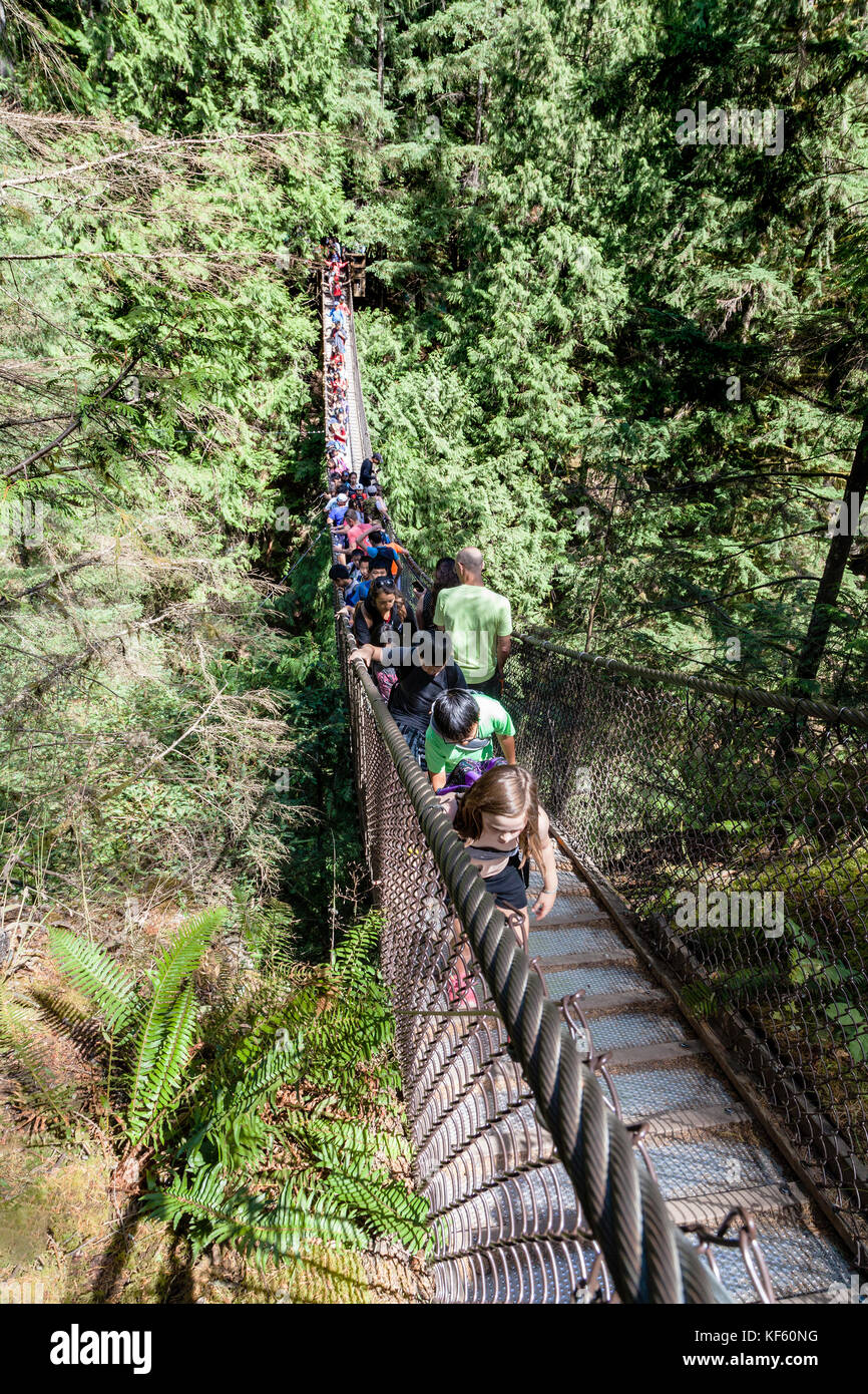 North Vancouver, Canada - Aug. 15, 2017: Visitors cross the 48-meter ...