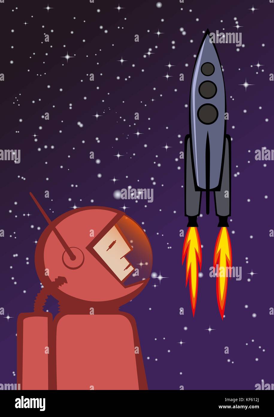 Spaceman in spacesuit flying Stock Vector Images - Alamy