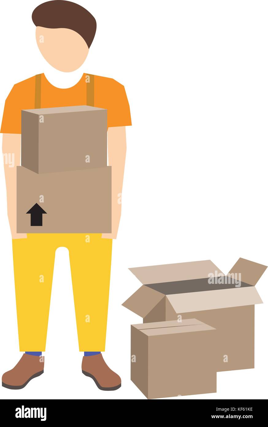 Man stack cardboard boxes Stock Vector Images - Alamy