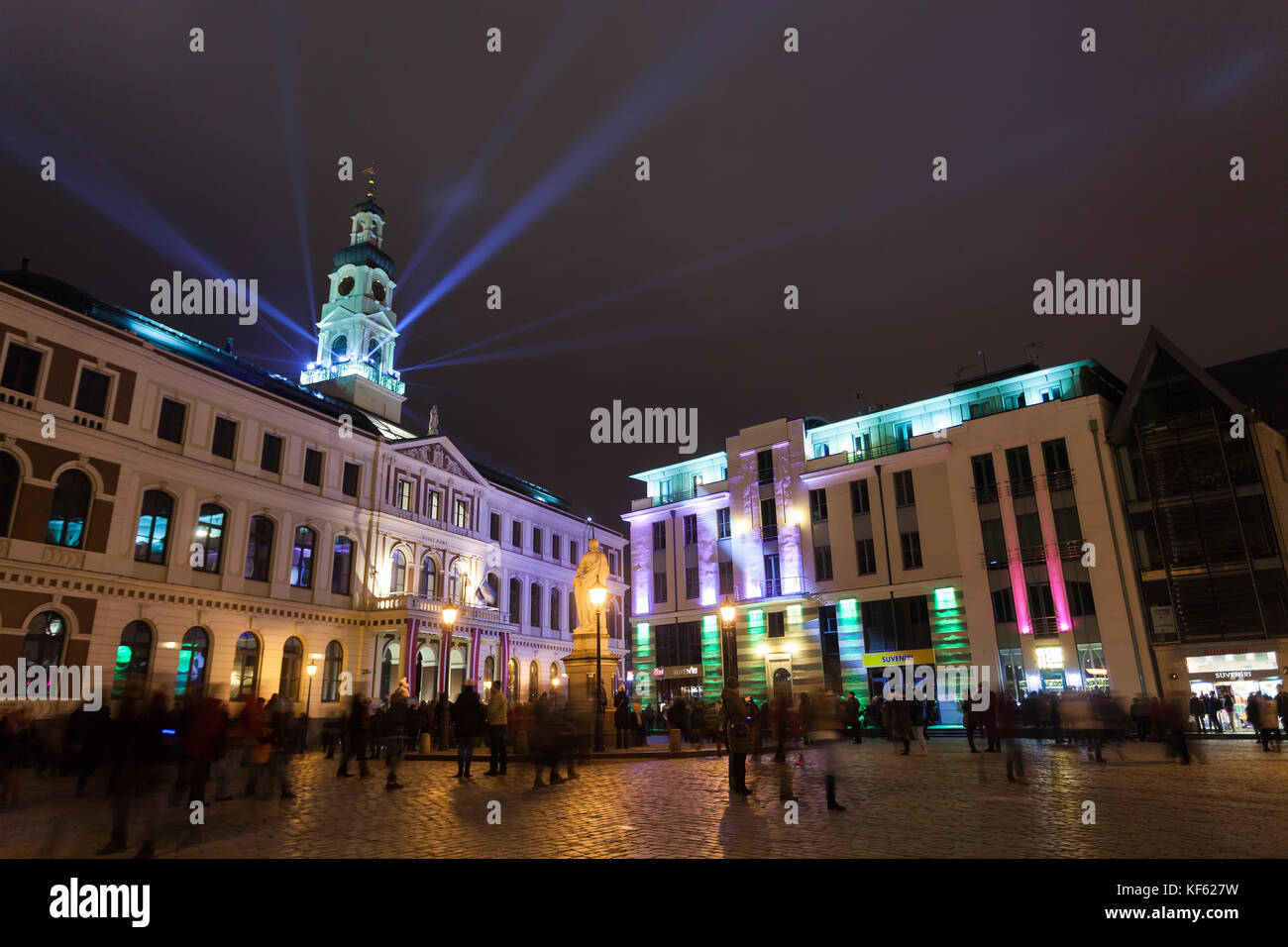 The light festival Staro Riga (Beaming Riga) celebrating anniver Stock ...