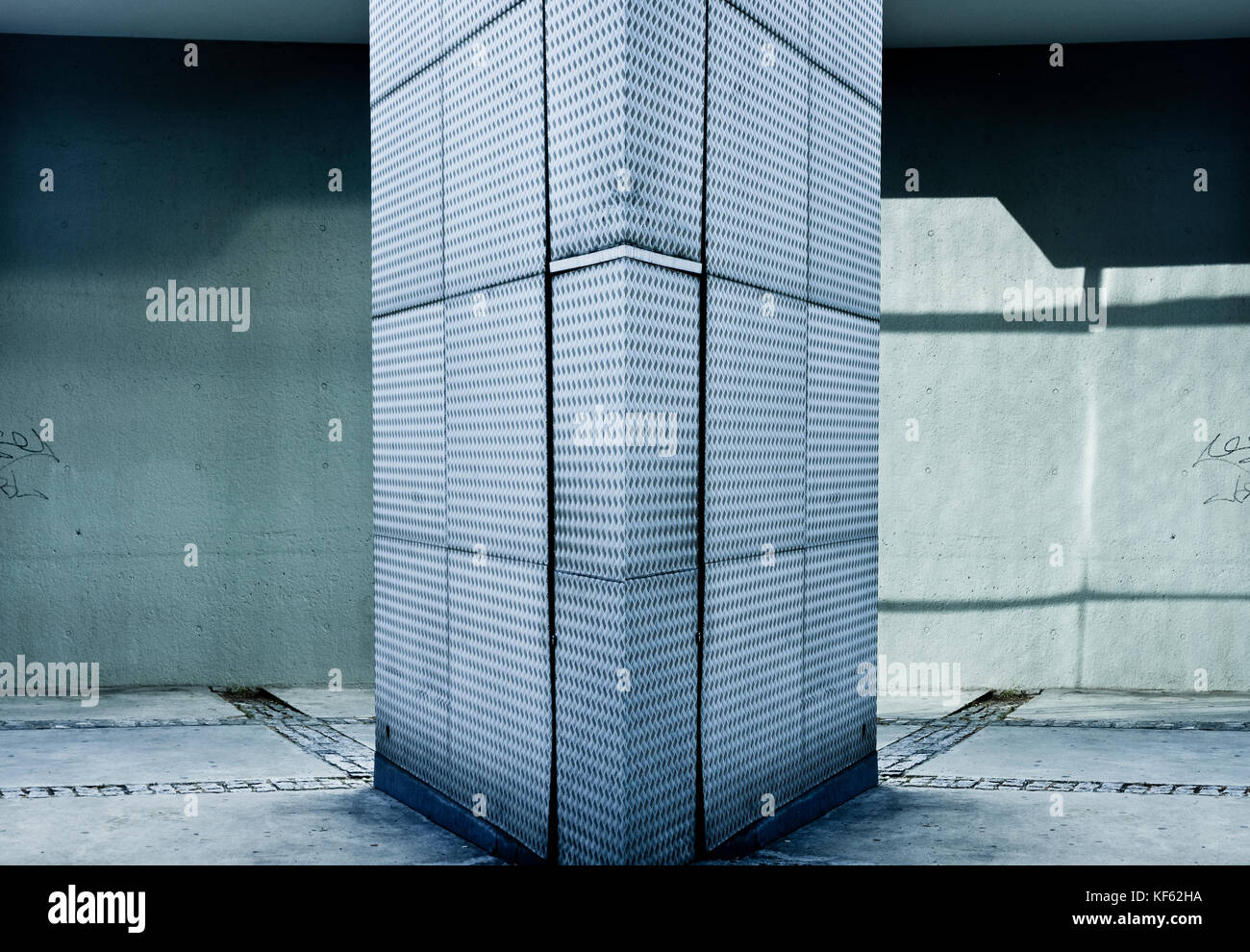 Outdoor space with a metal pilar Stock Photo - Alamy