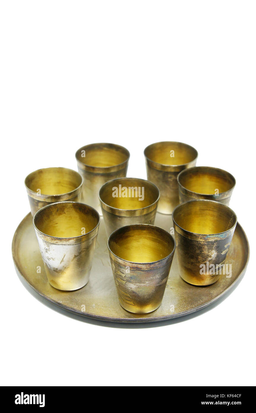 dining set of eight stacks.White background isolated Stock Photo - Alamy