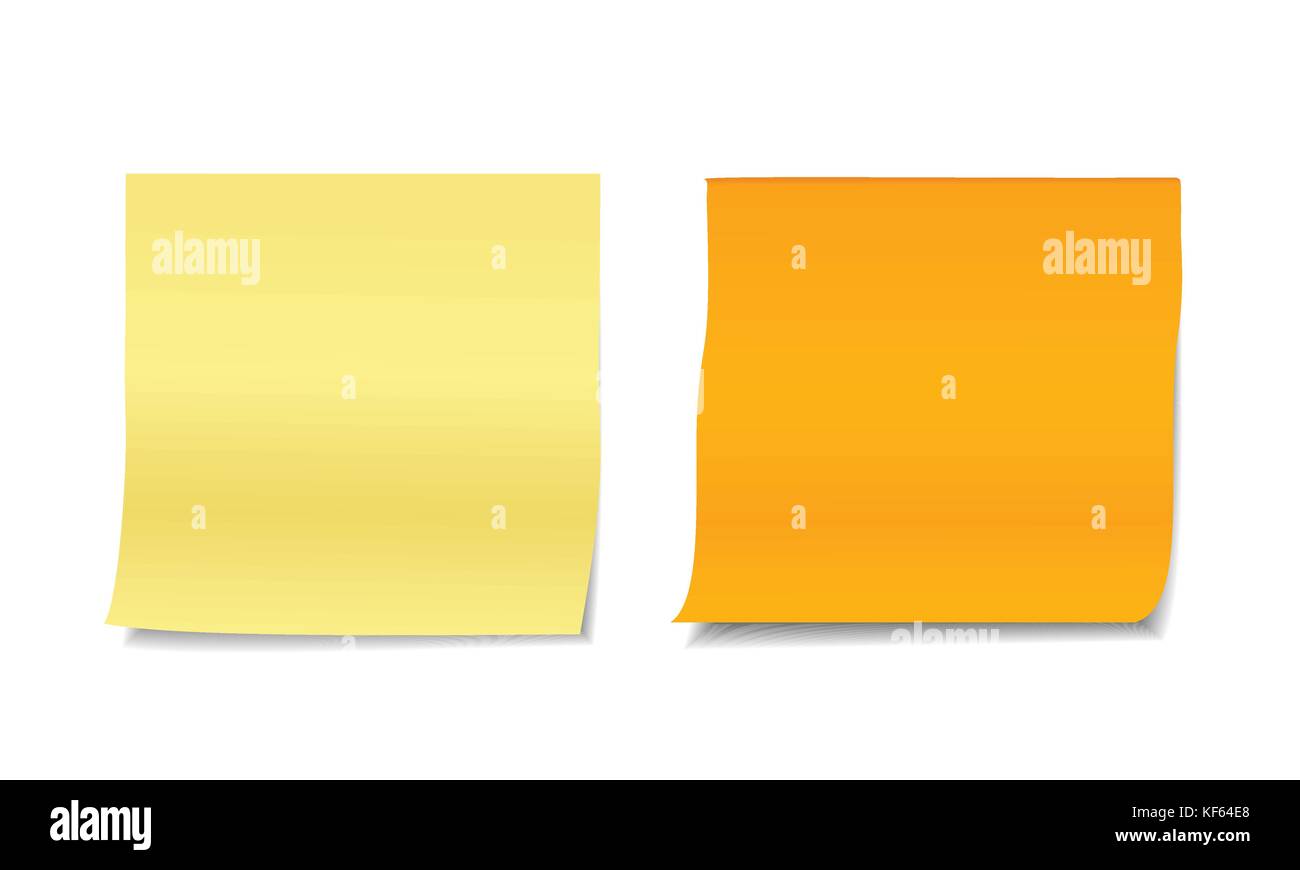 Set of two colorful realistic vector illustrations of blank sticky post ...