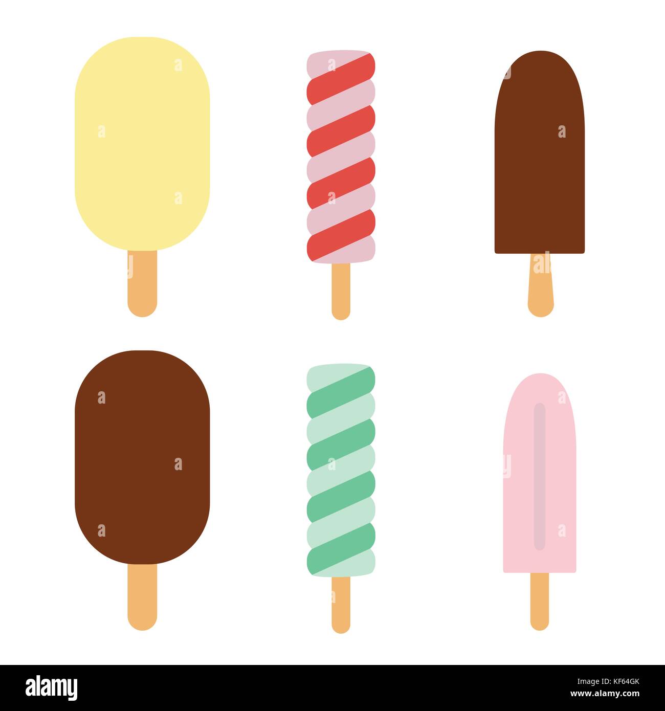 Set of vector illustrations of ice lolly different colors isolated on ...