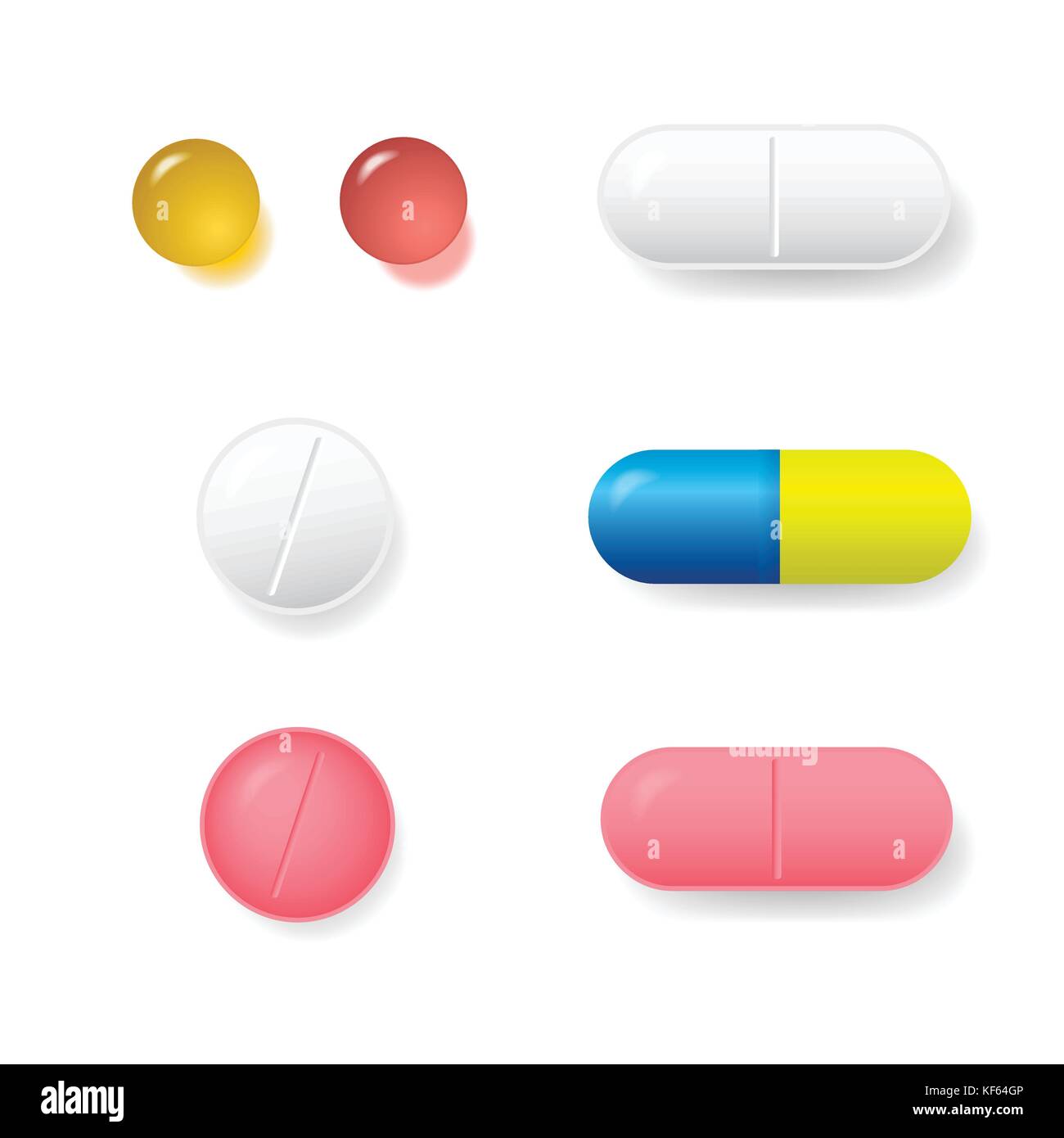 Set of various vector pills and tablets isolated on white background ...