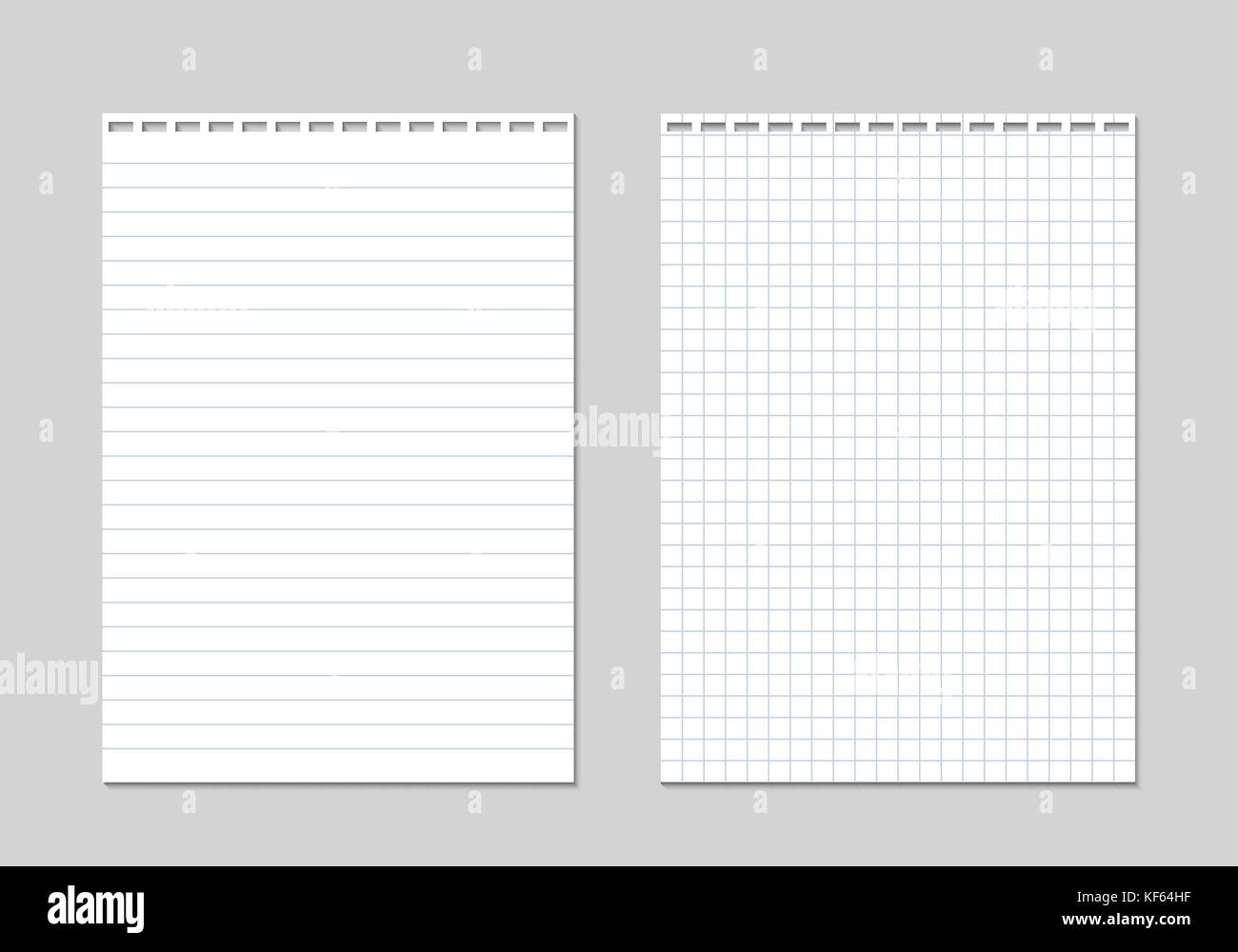 Set of two realistic vector illustration of blank sheets of square and ...