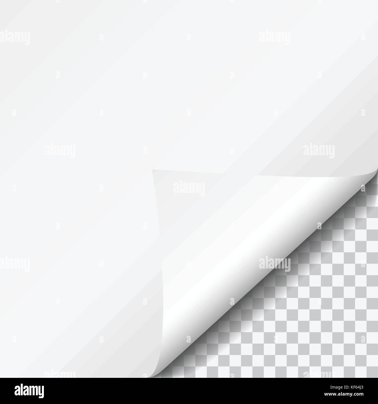 Realistic vector illustration curled white paper corner with ...