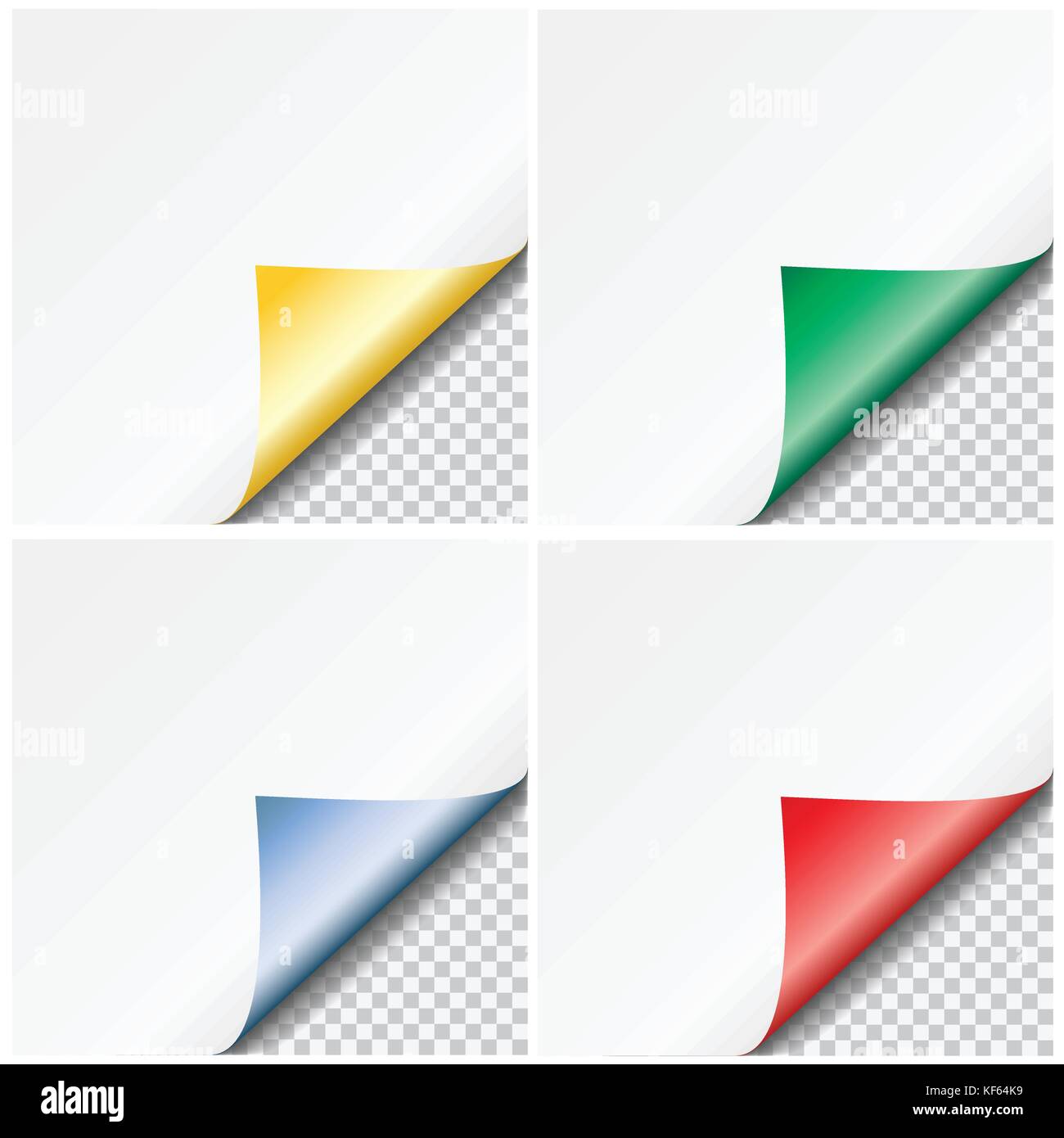 Set of colorful vector paper curled corners isolated on transparent ...