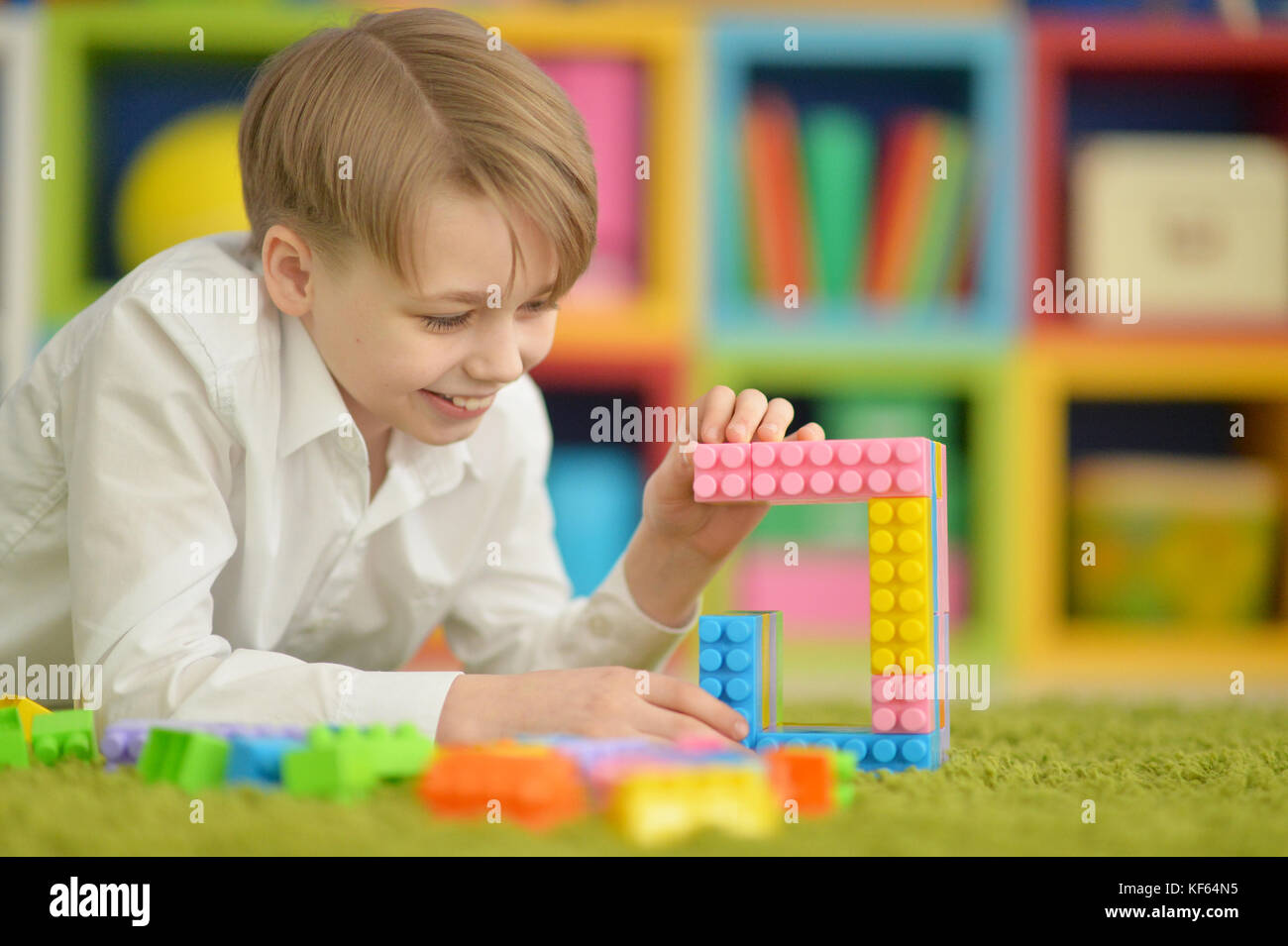 boy playing with blocks Stock Photo - Alamy