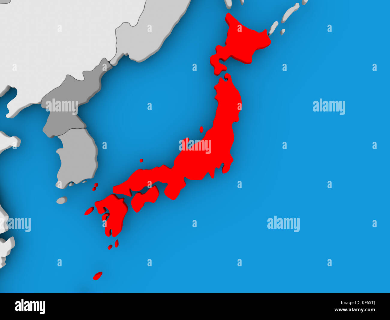 Japan in red on political map. 3D illustration Stock Photo - Alamy