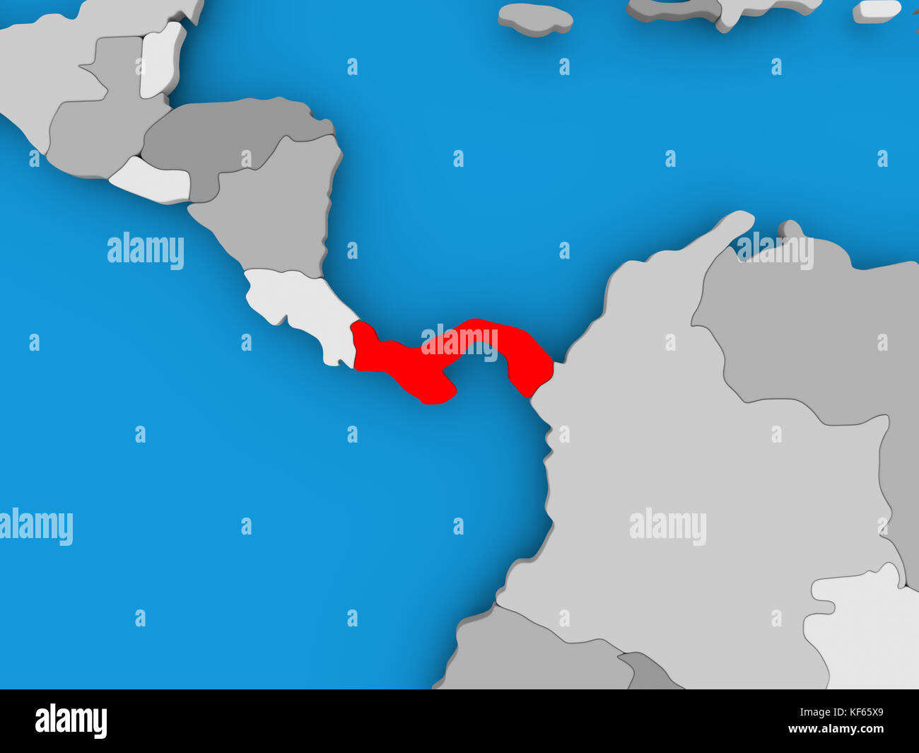 Panama in red on political map. 3D illustration Stock Photo - Alamy