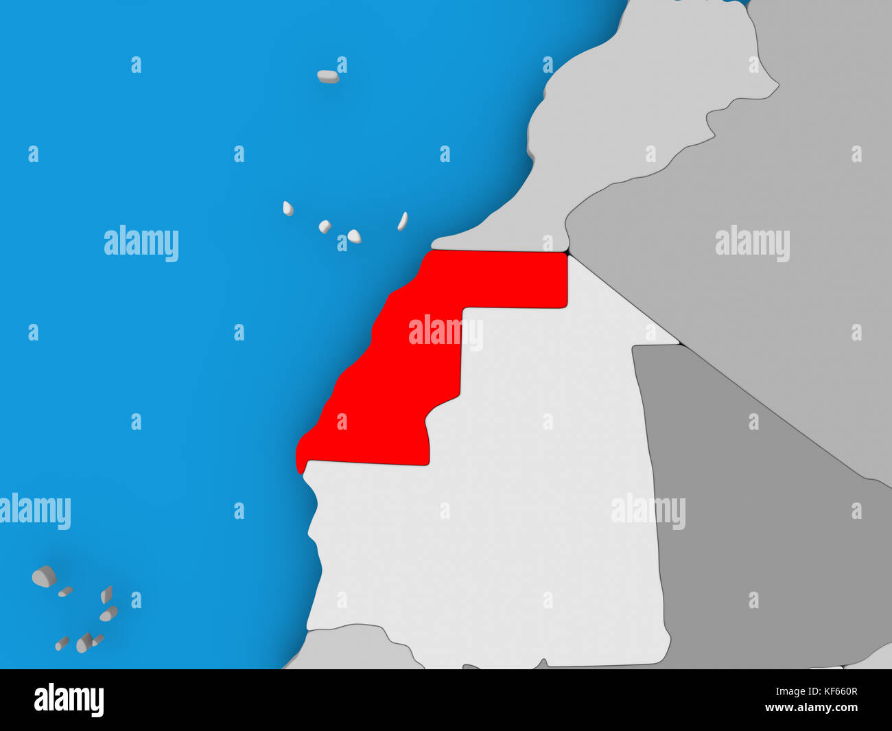 Western Sahara in red on political map. 3D illustration Stock Photo - Alamy