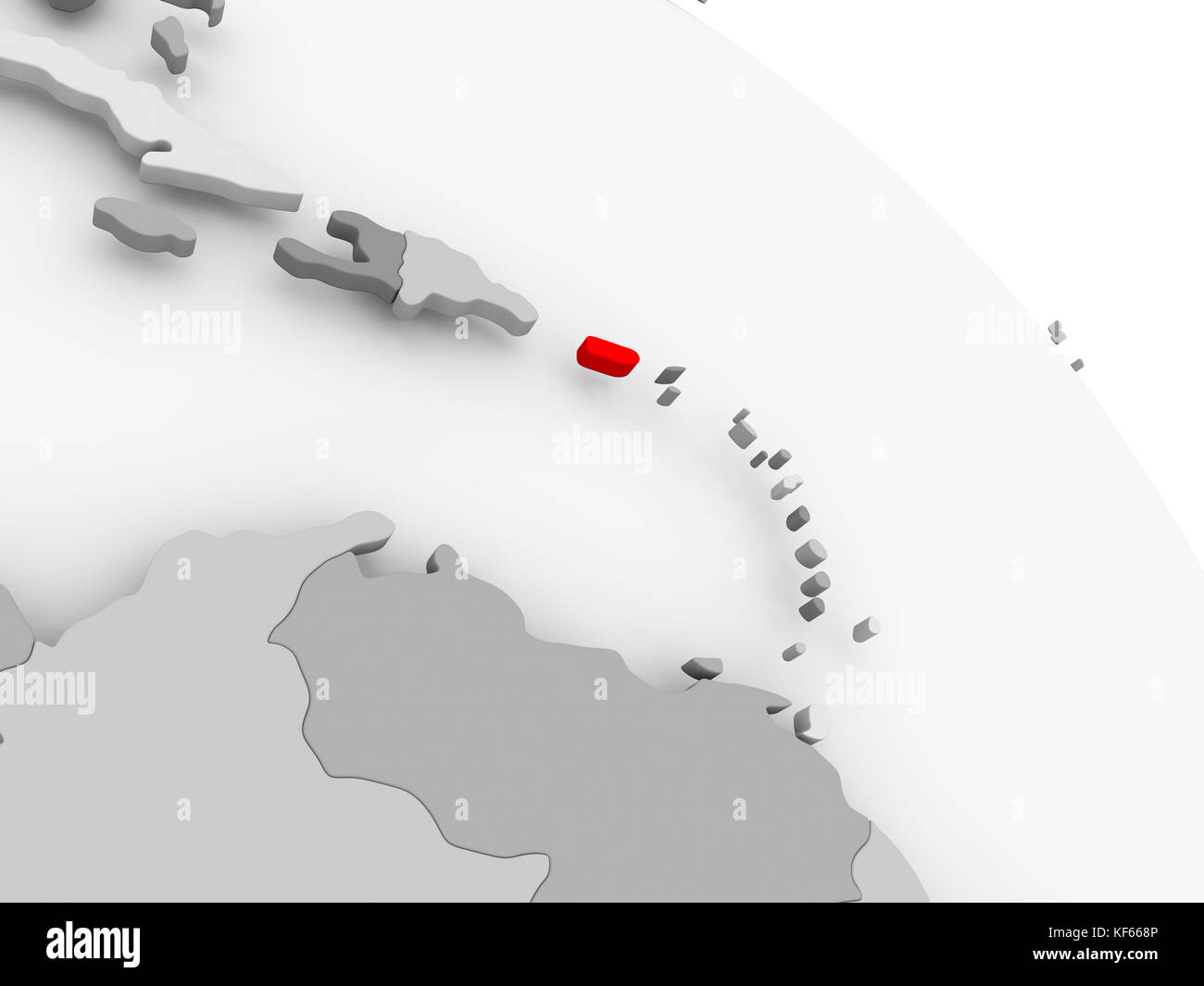 3D render of Puerto Rico in red on grey political globe. 3D ...