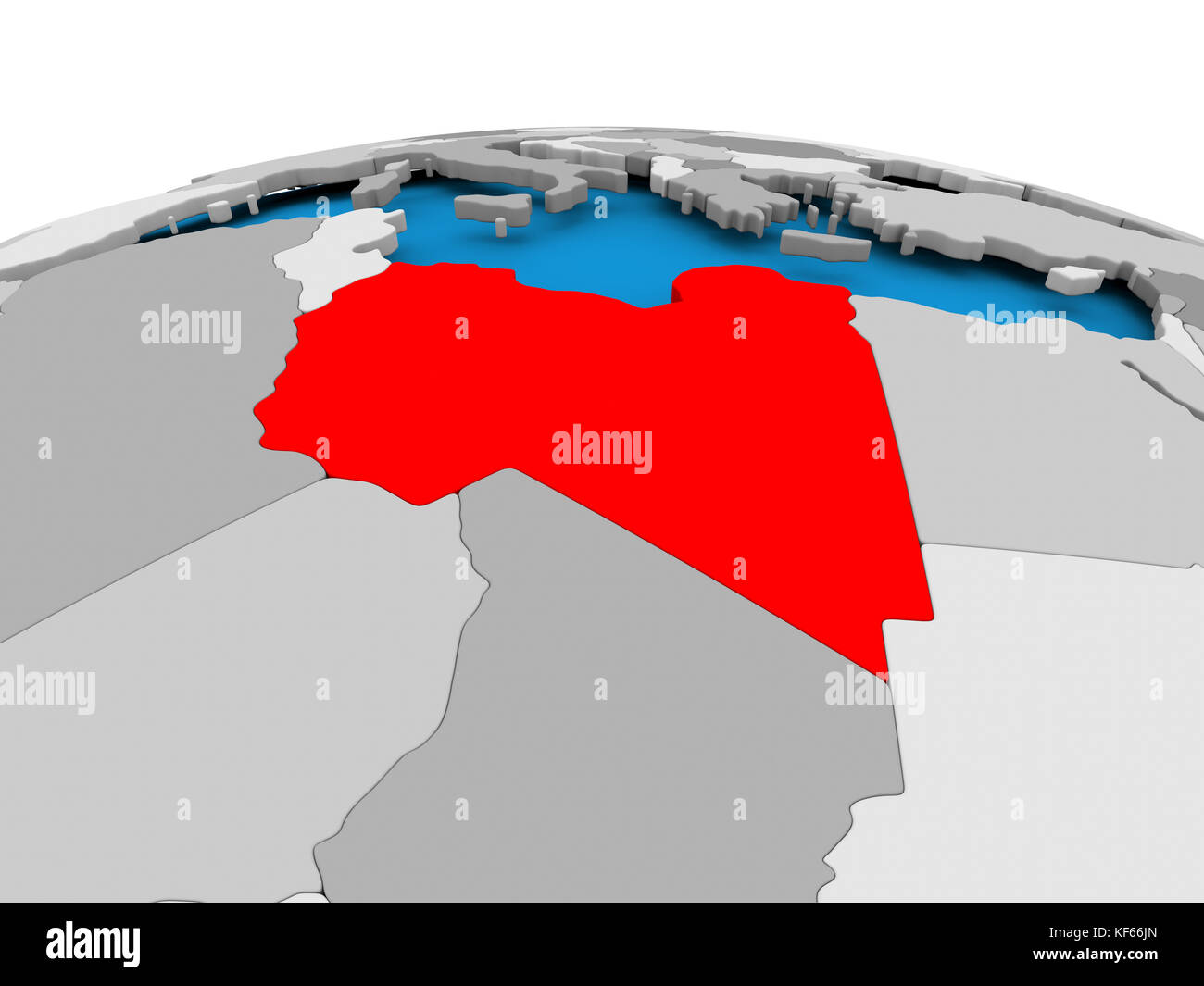 Libya highlighted in red on political globe. 3D illustration Stock ...